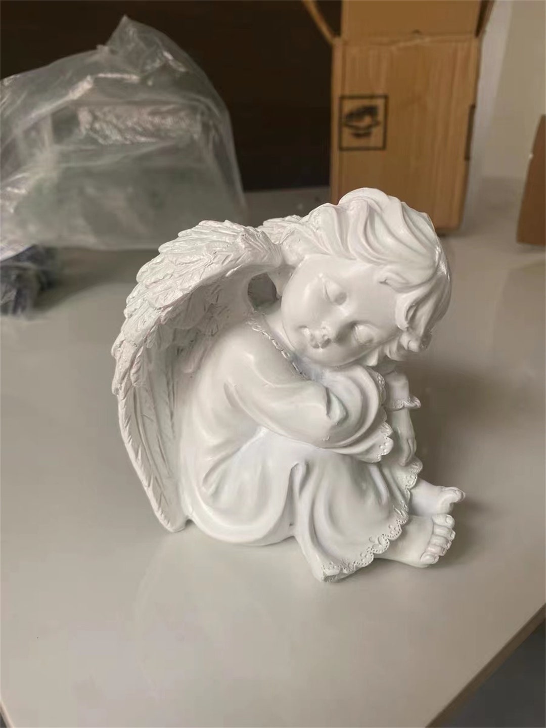 Handmade Resin Plaster Angel Girl Sculpture Statue Living Room - Etsy