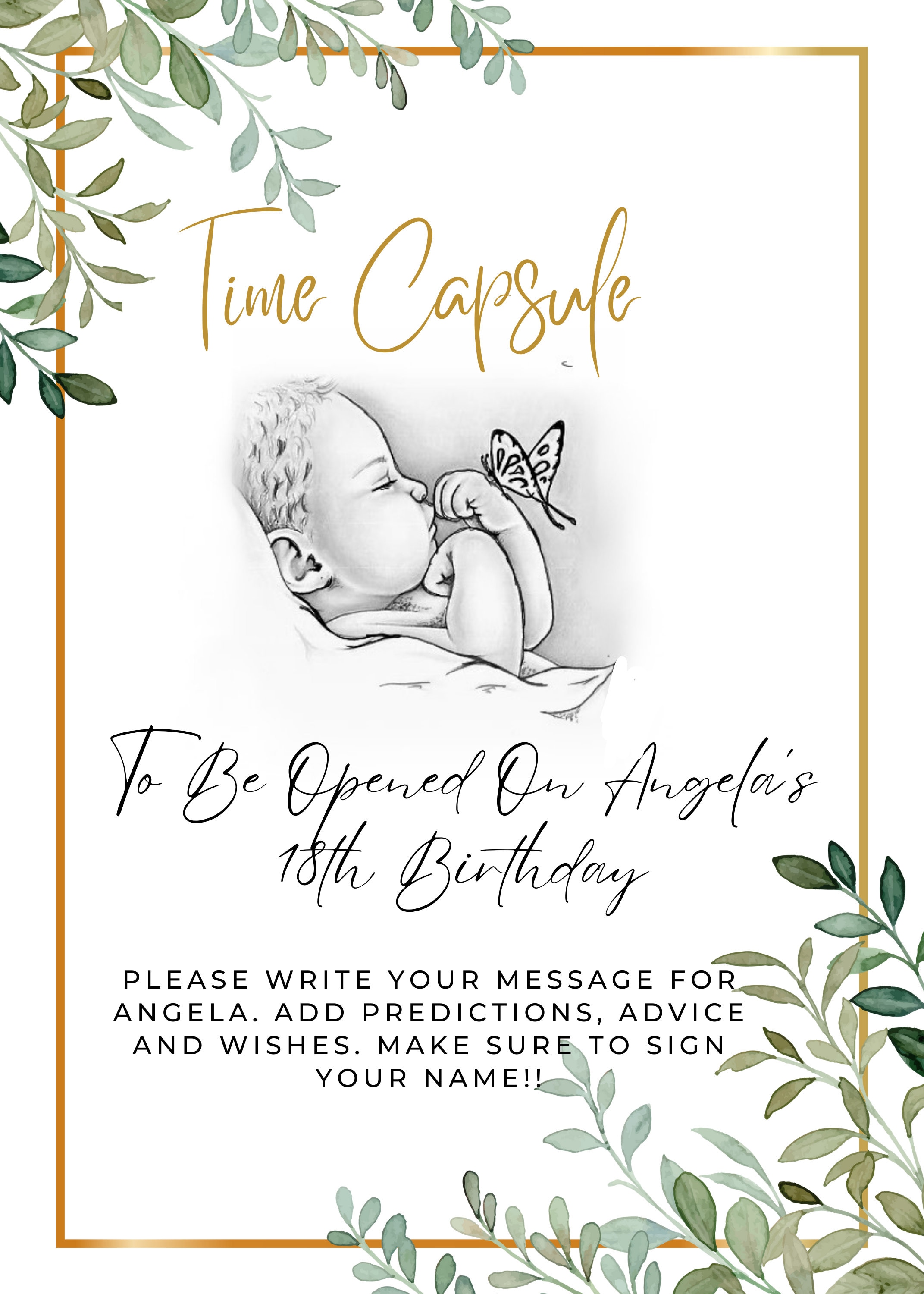 Editable Time Capsule Template for Baby With Original Artwork - Etsy