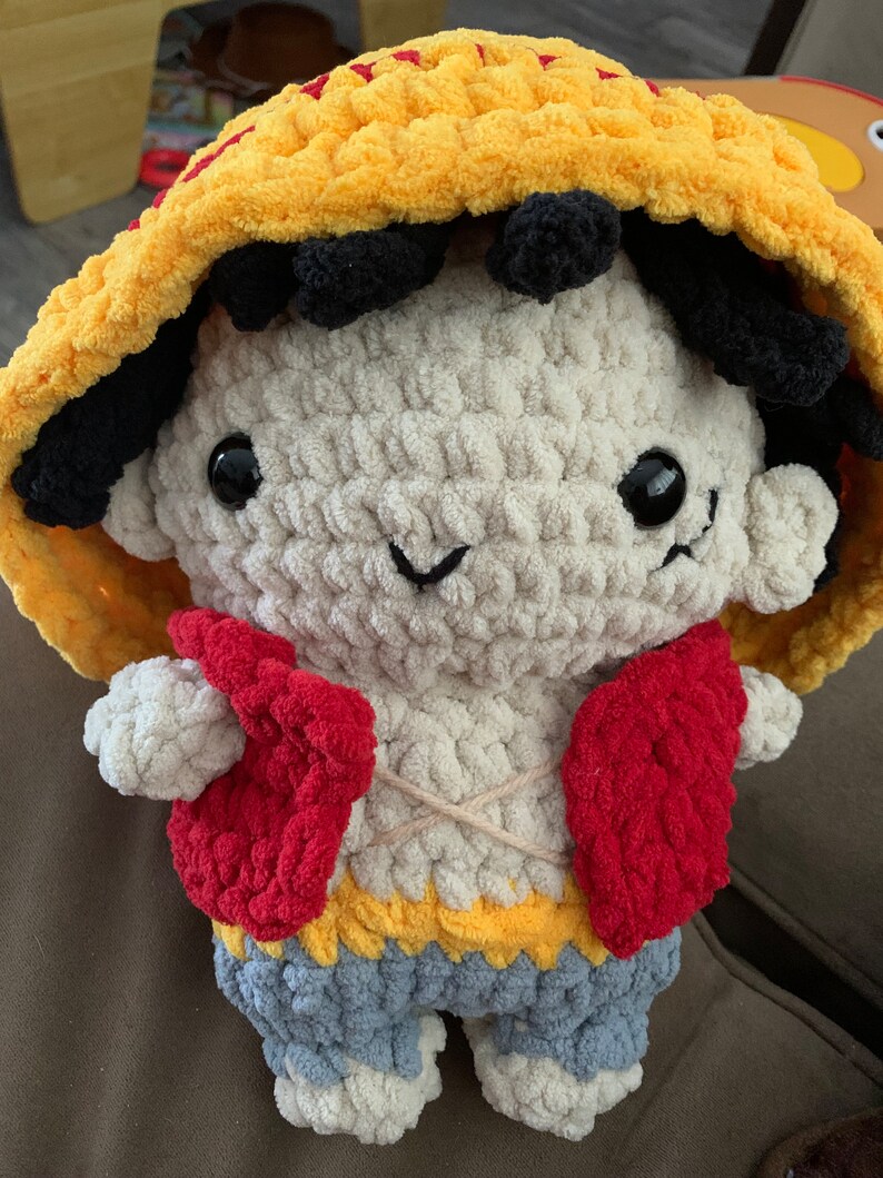 Crochet One Piece Monkey D. Luffy Amigurumi With Beanie Stuffie Plush ...