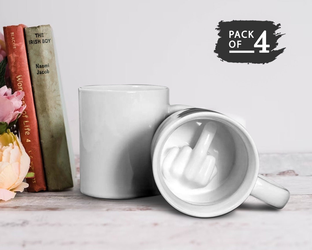 Pack of 4 Middle Finger Coffee Mug, Ceramic Middle Finger Cup Coffee ...