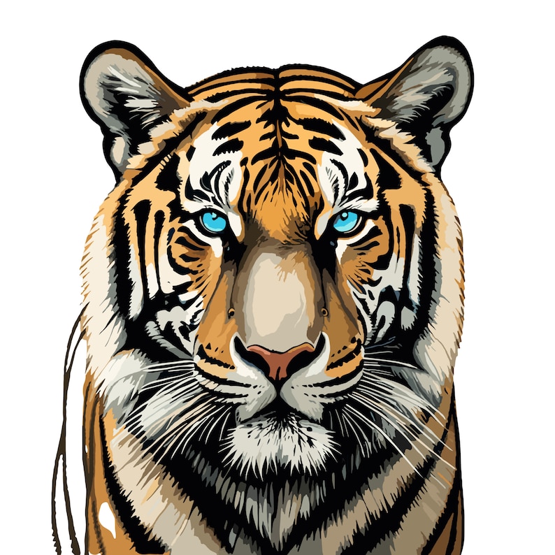 Digital Tiger SVG, Wild Animal PNG, Jungle Cat Clipart, Roaring ...