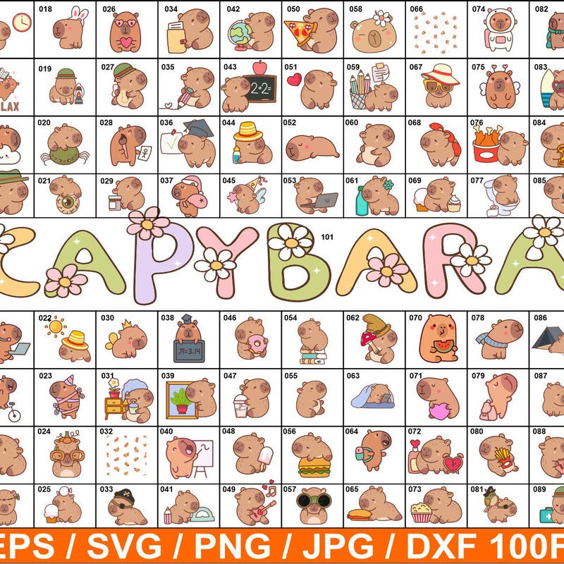 Cute Cartoon Capybaras - Etsy UK