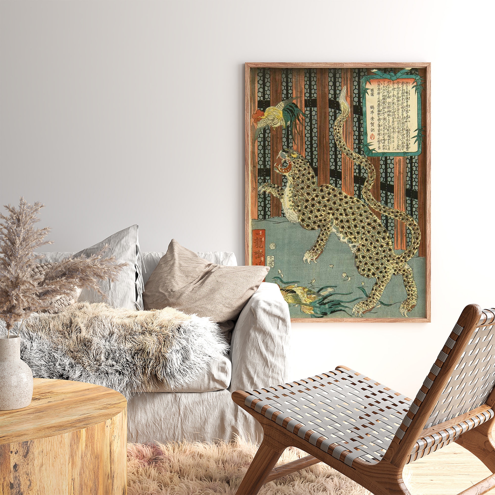 Japanese Tiger in a Cage Tiger Art Print Vintage Japanese - Etsy