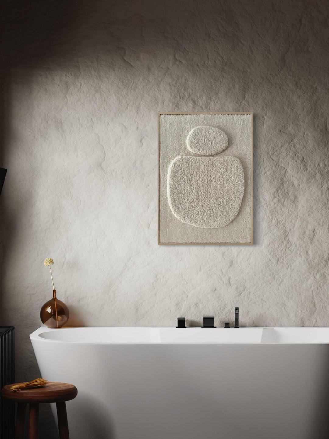 Textured Wool Wall Art: Neutral Tactile Artwork, Handmade Sculptural ...