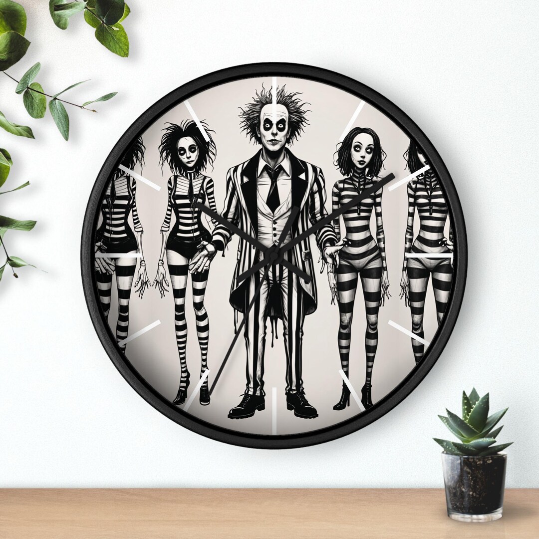 Beetlejuice Wall Clock, Spooky Design, Halloween Decor, Gothic Home ...