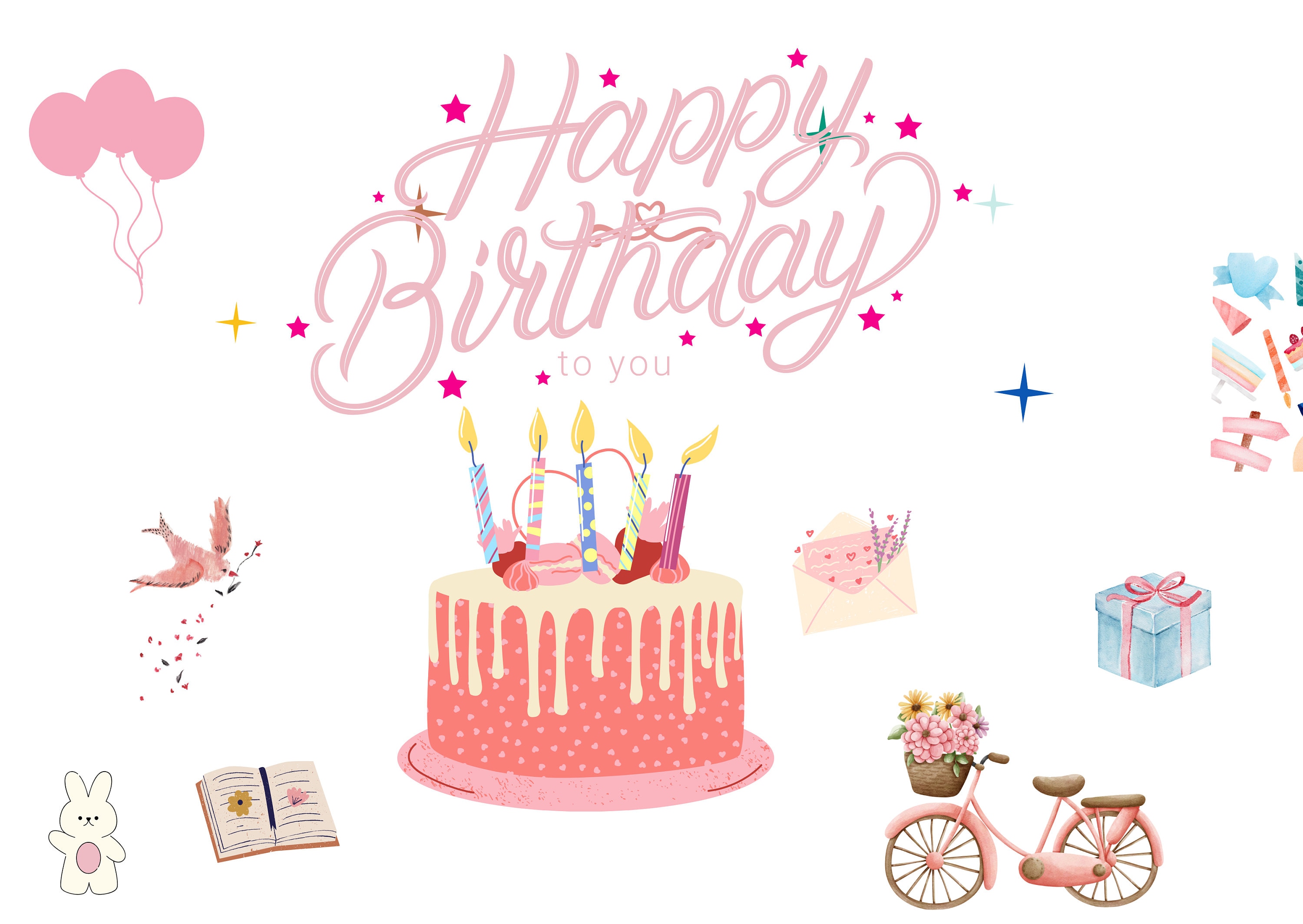 Printable Birthday Card Instant Download 7x5 Inch Cards for - Etsy