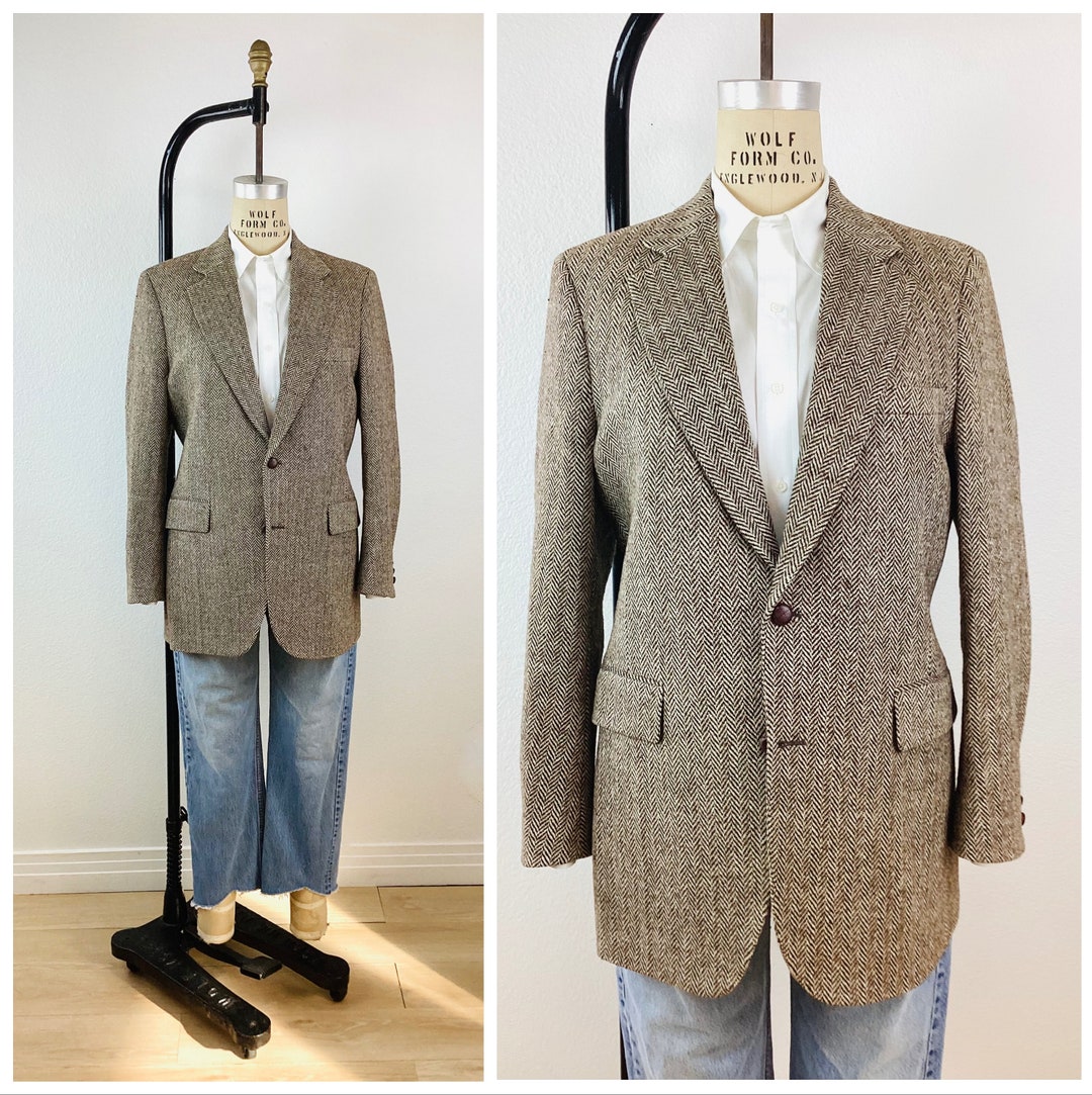 Vintage HARRIS TWEED Scottish Wool Mens Blazer Jacket / Sports Coat ...