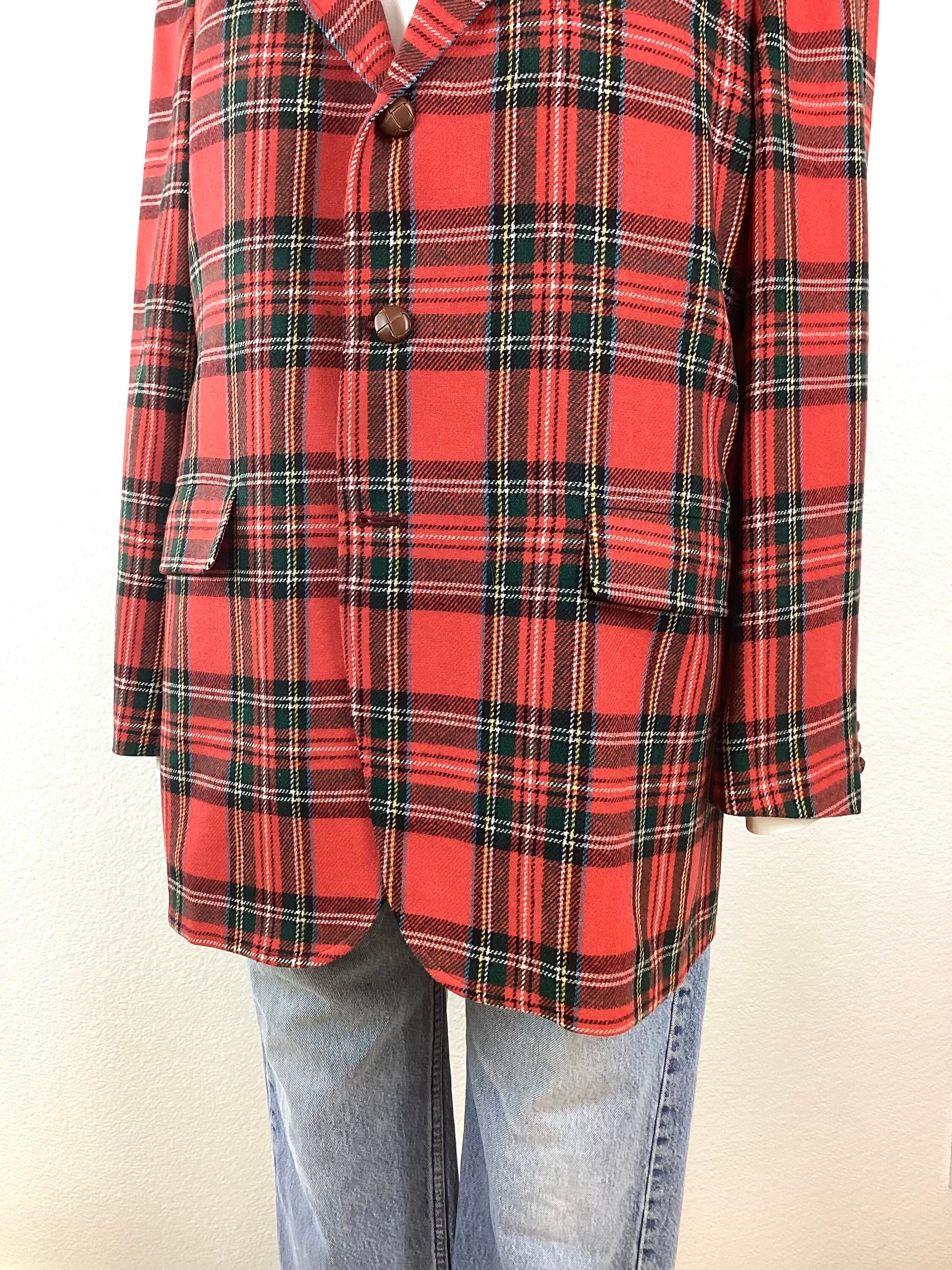 Vintage RED PLAID Wool Mens Atkinson's Blazer Jacket / Sports Coat ...