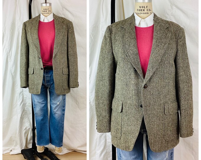 Vintage HERRINGBONE Orvis HARRIS TWEED Sportswear Jacket Blazer ...