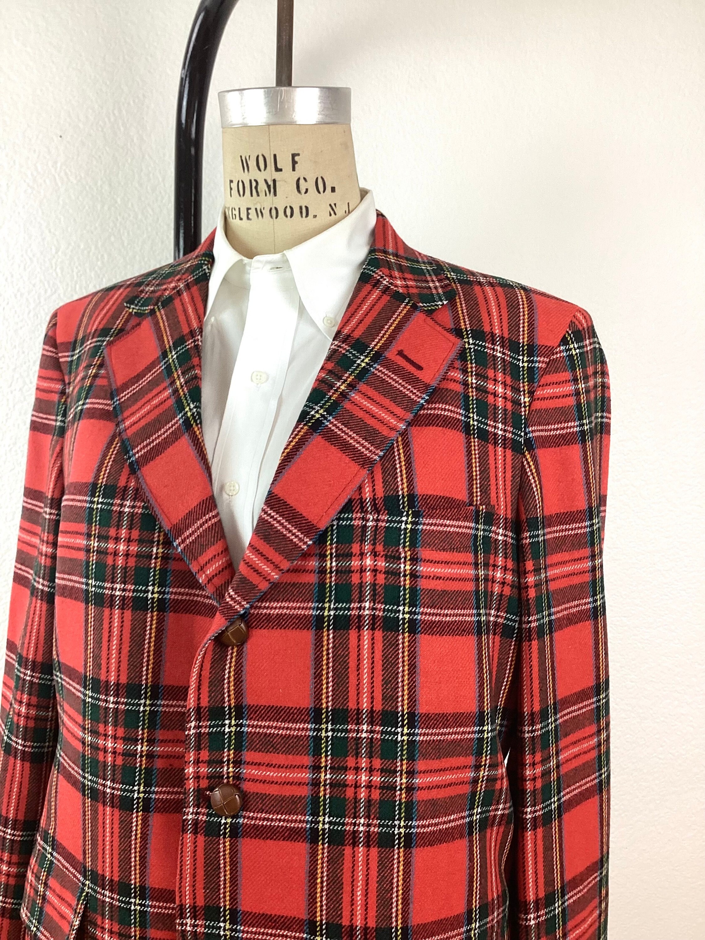 Vintage RED PLAID Wool Mens Atkinson's Blazer Jacket / Sports Coat ...