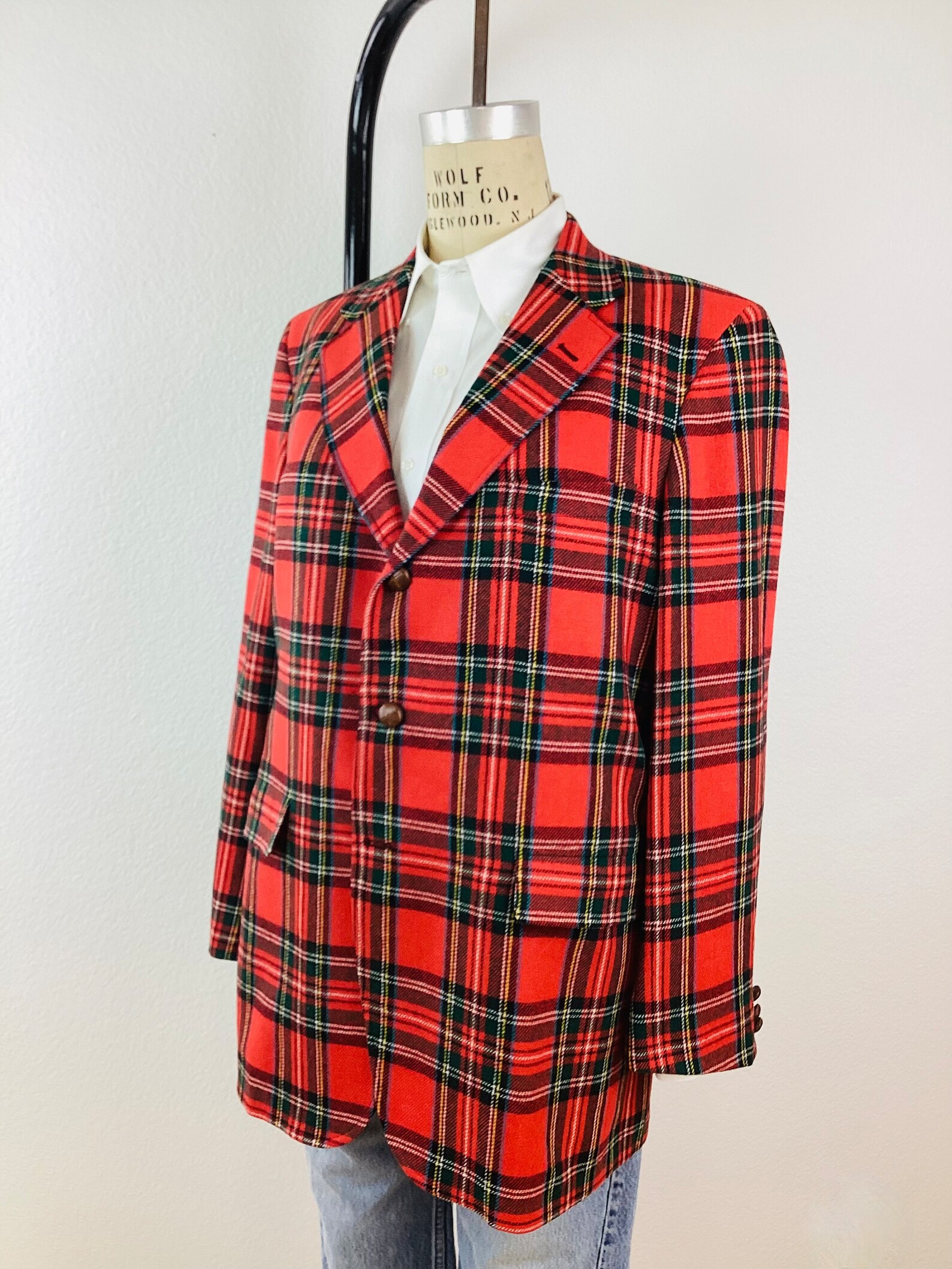 Vintage RED PLAID Wool Mens Atkinson's Blazer Jacket / Sports Coat ...