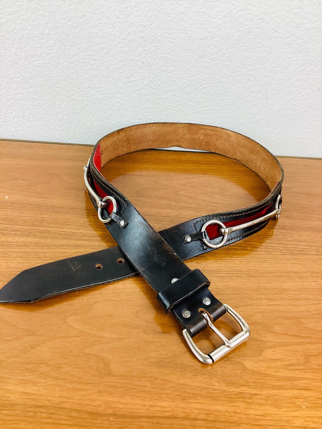 Vintage GUCCI-STYLE Metal HORSE Bit and Leather Belt / Equestrian Polo ...