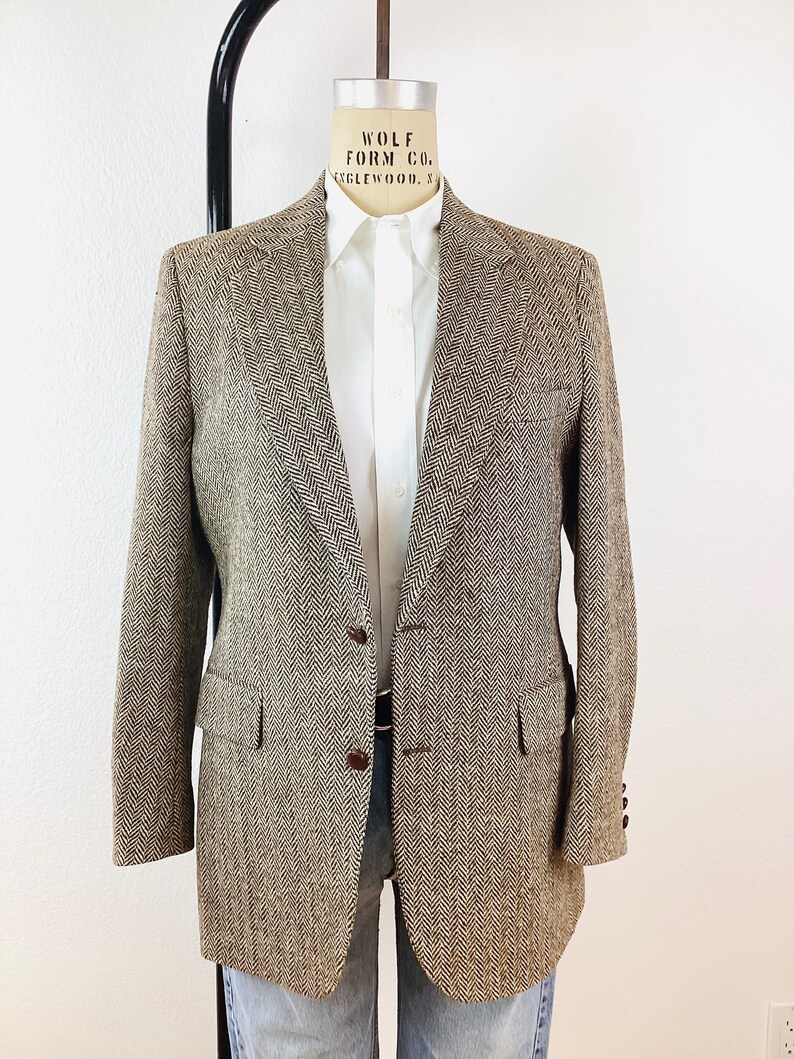 Vintage HARRIS TWEED Scottish Wool Mens Blazer Jacket / Sports Coat / Sports Jacket / Trad Style ...