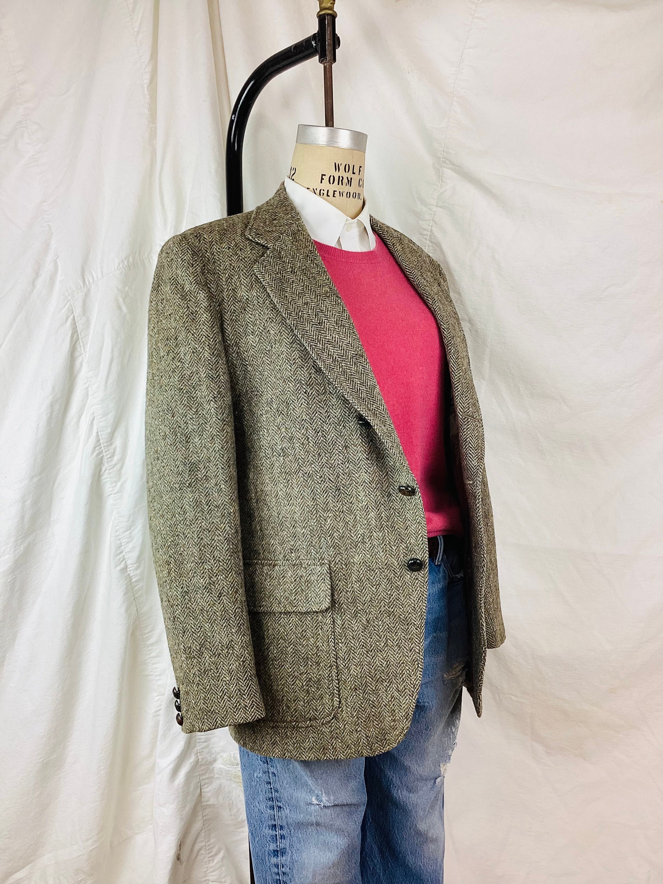 Vintage HERRINGBONE Orvis HARRIS TWEED Sportswear Jacket Blazer ...