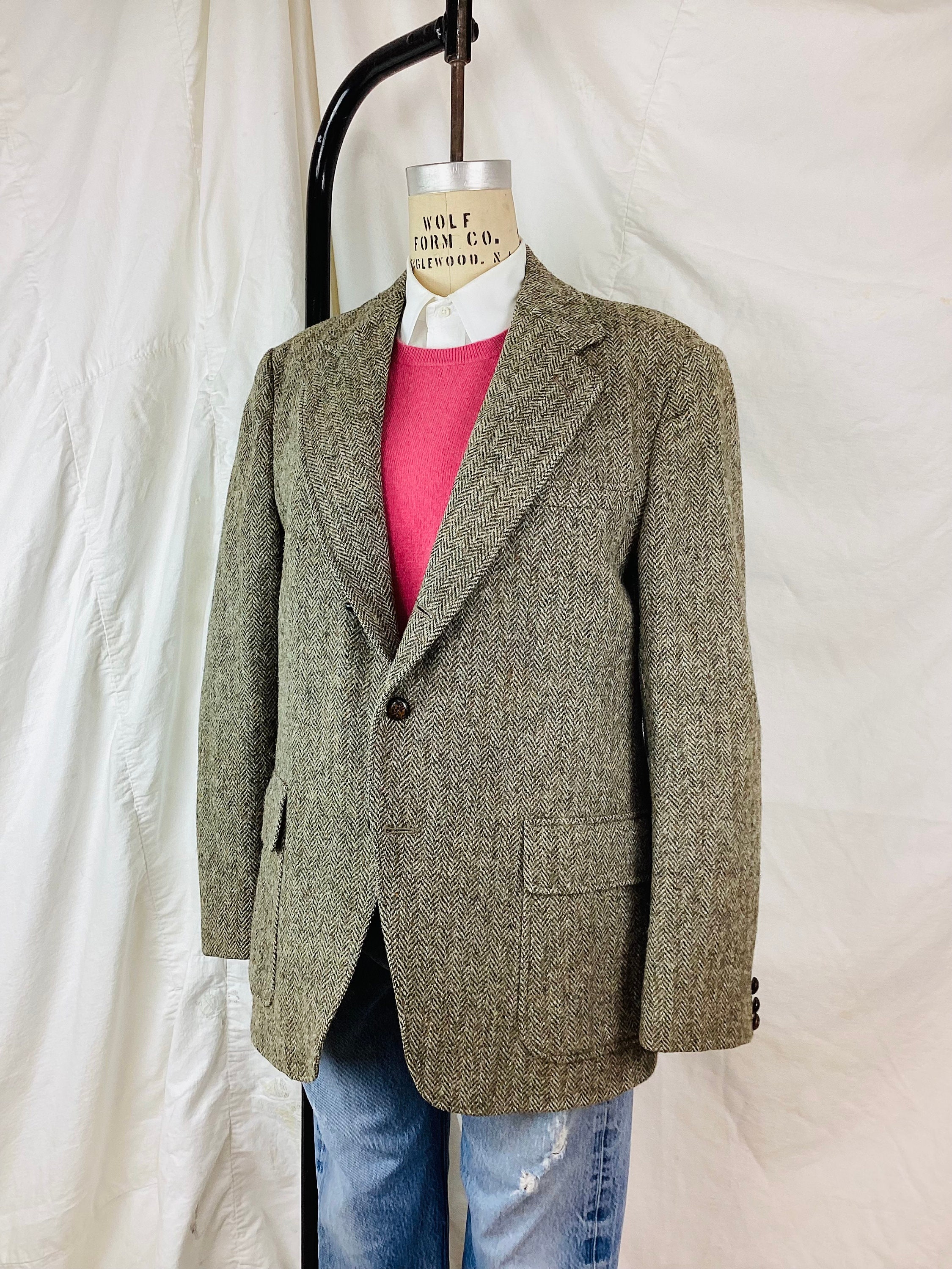 Vintage HERRINGBONE Orvis HARRIS TWEED Sportswear Jacket Blazer ...