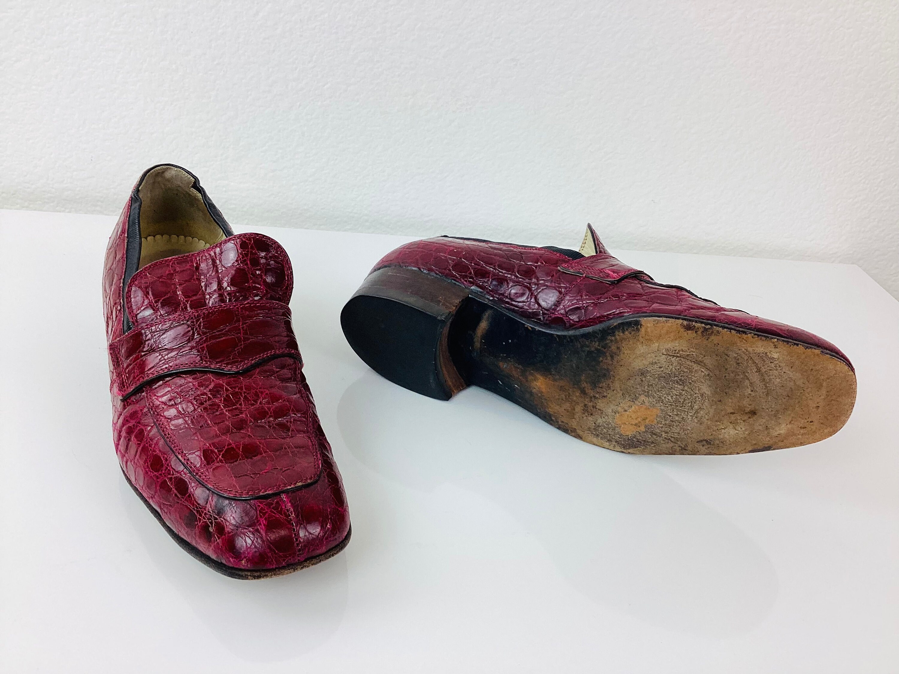 Vintage Dark RED ALLIGATOR / CROCODILE Leather Loafers Shoes - Etsy