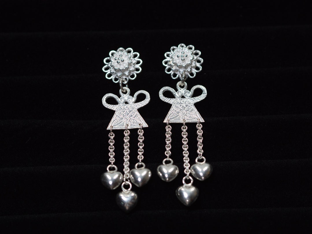 Silver Hmong Phiaj Stud Earrings With Danglings - Etsy
