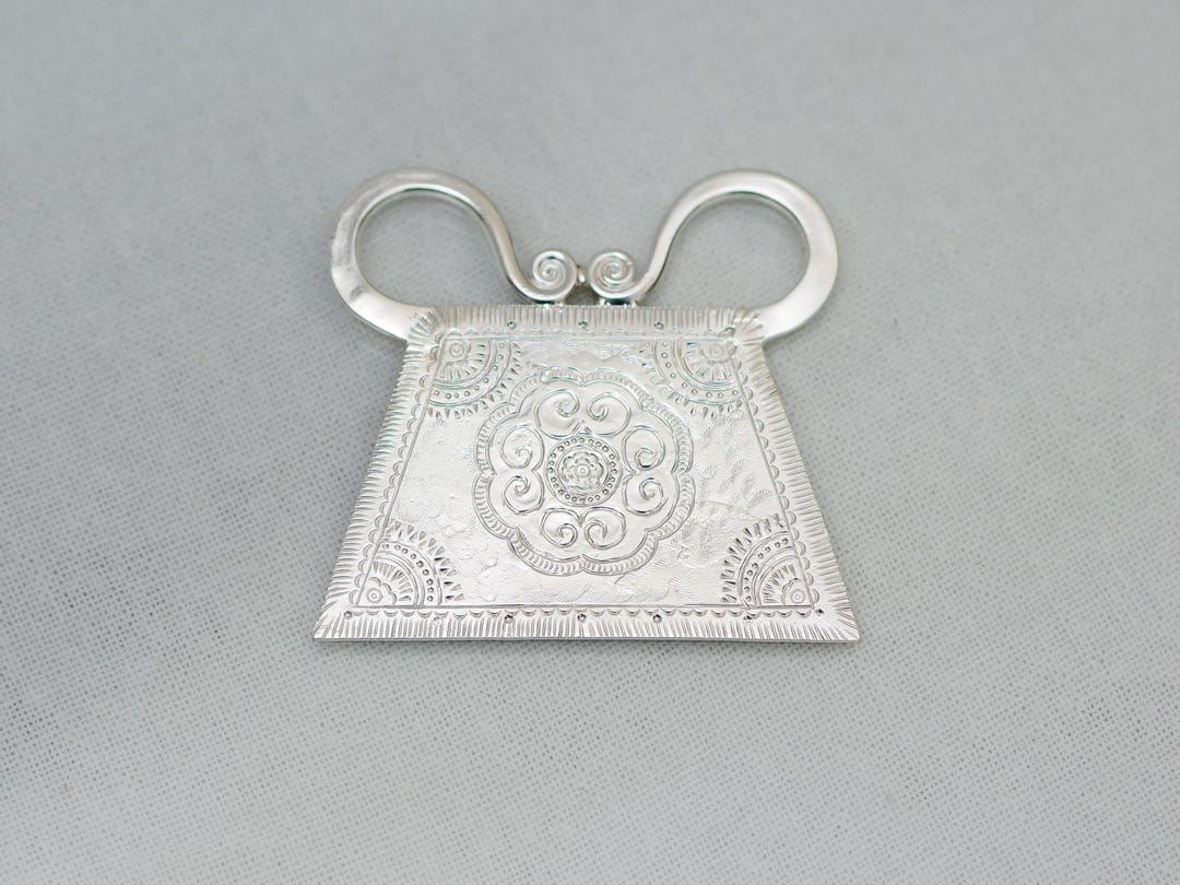 Handmade Hmong or Miao Silver Phiaj (soul Lock) Pendant in an Antique ...