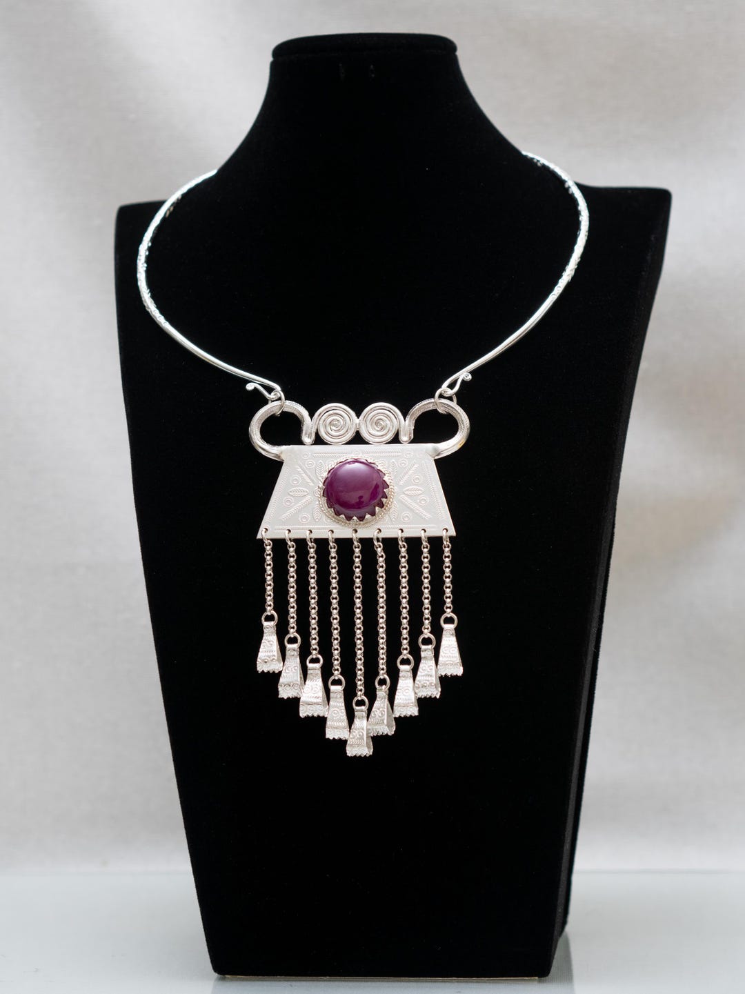 Silver Phiaj With Dangling and Choker ***adjustable Size 16-20 Inches - Etsy
