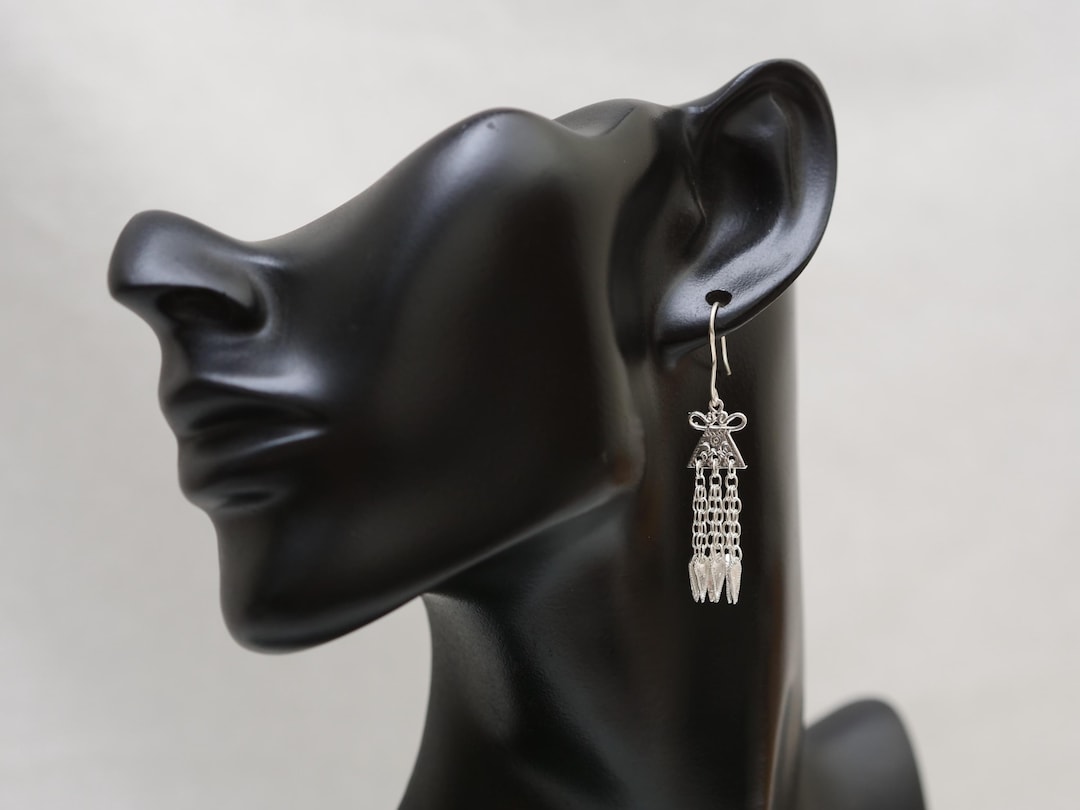Hmong or Miao Small Silver Phiaj Hook Earrings - Etsy