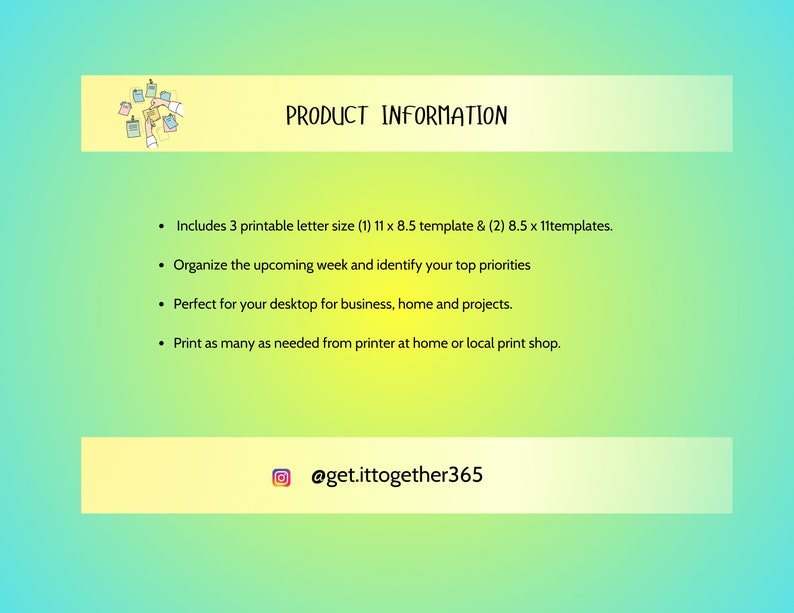 3 in 1 Productivity Bundle, Weekly Dashboard Planner, Desktop Planner ...