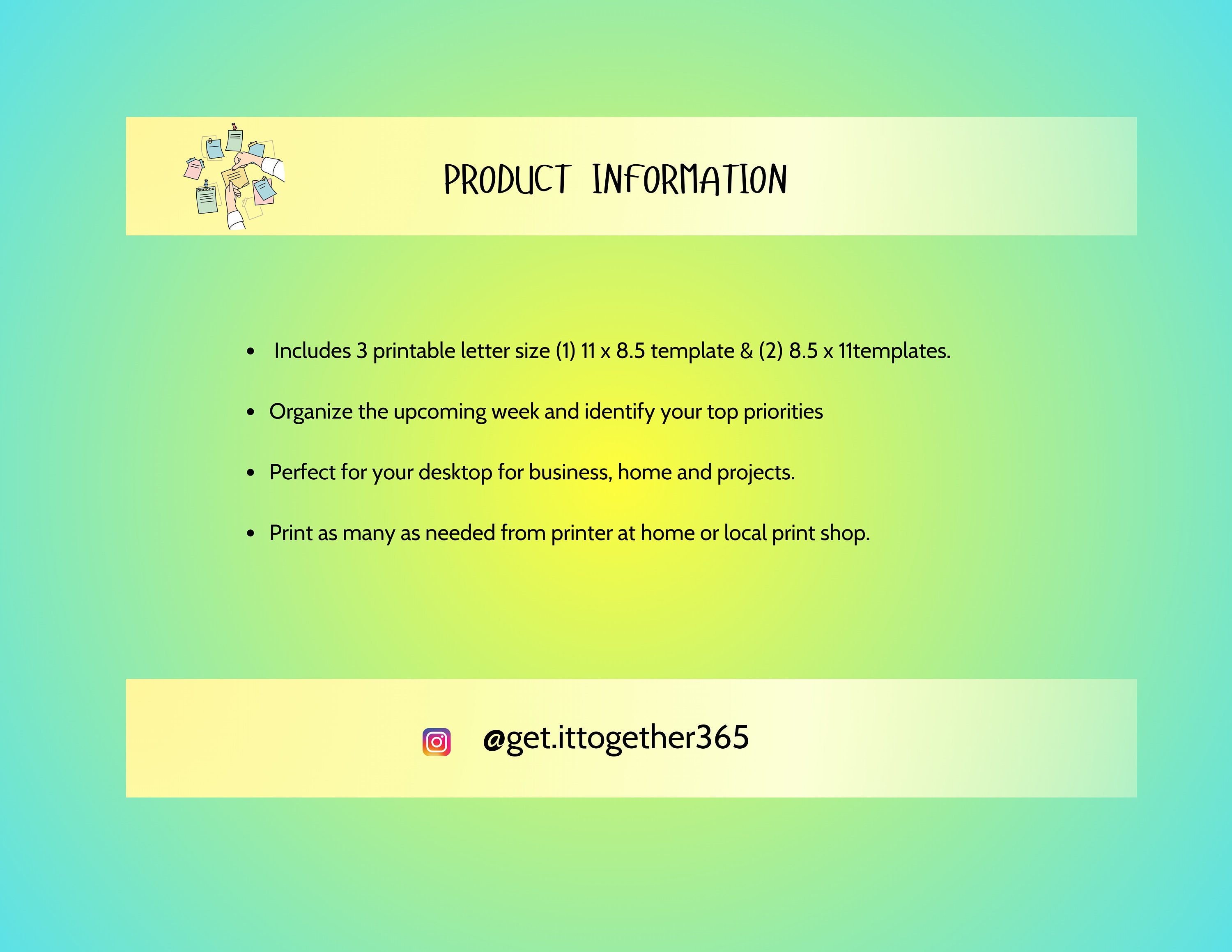 3 in 1 Productivity Bundle, Weekly Dashboard Planner, Desktop Planner ...