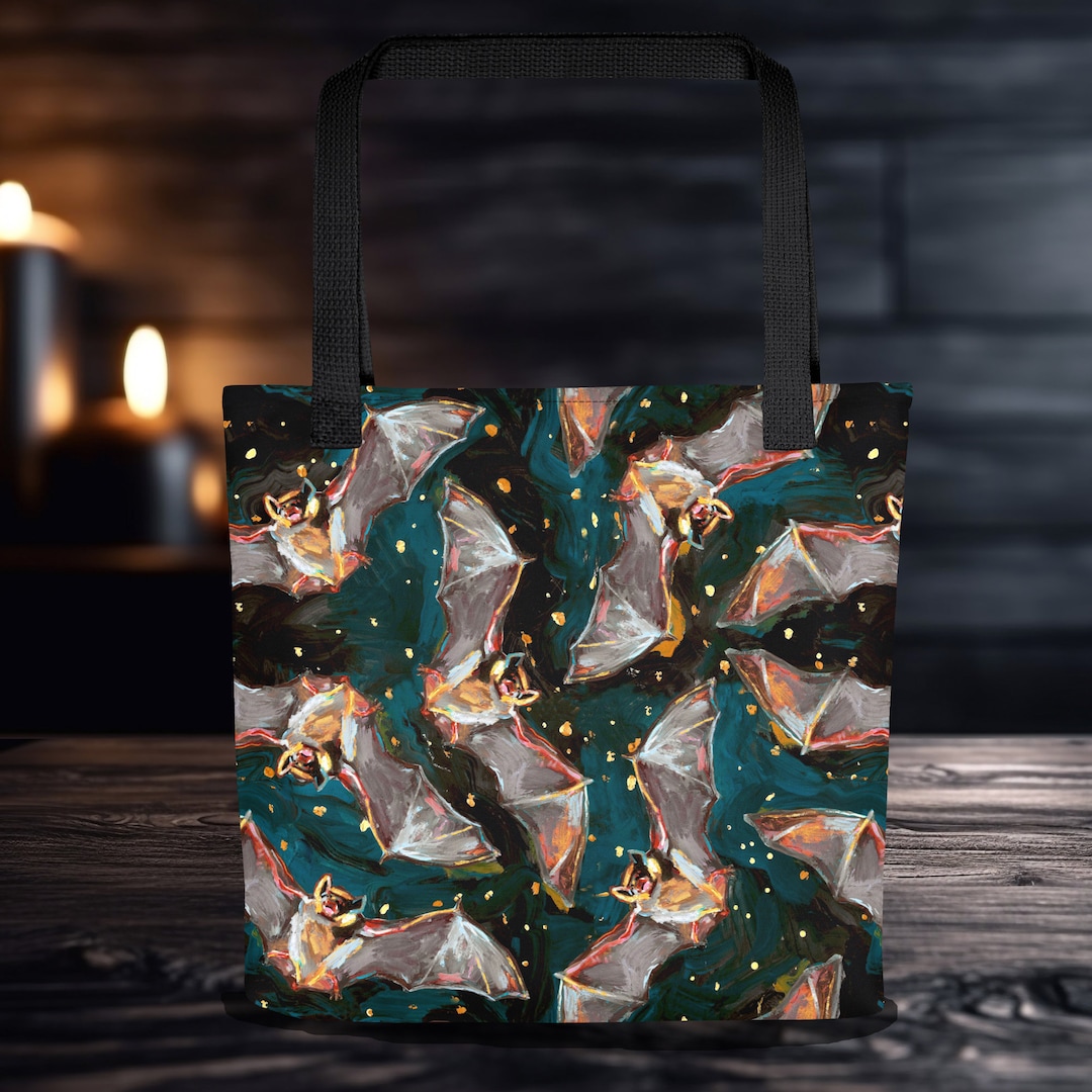 Bat Pattern Tote Bag, Whimsigoth Tote Bags, Whimsy Goth Decor, Spooky ...