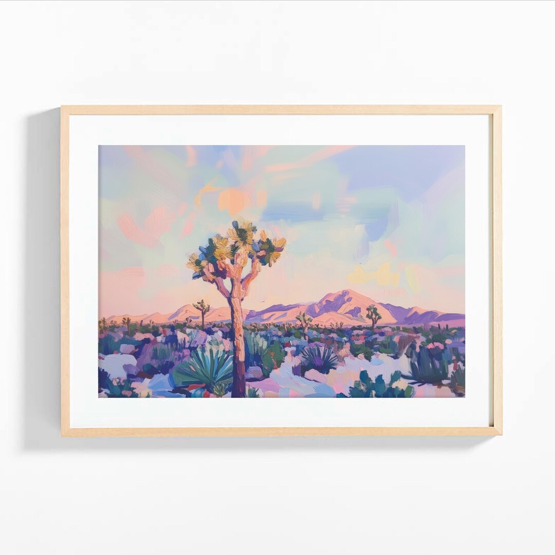 Joshua Tree Sunset Painting | Abstract Pastel Wall Art | Printable ...