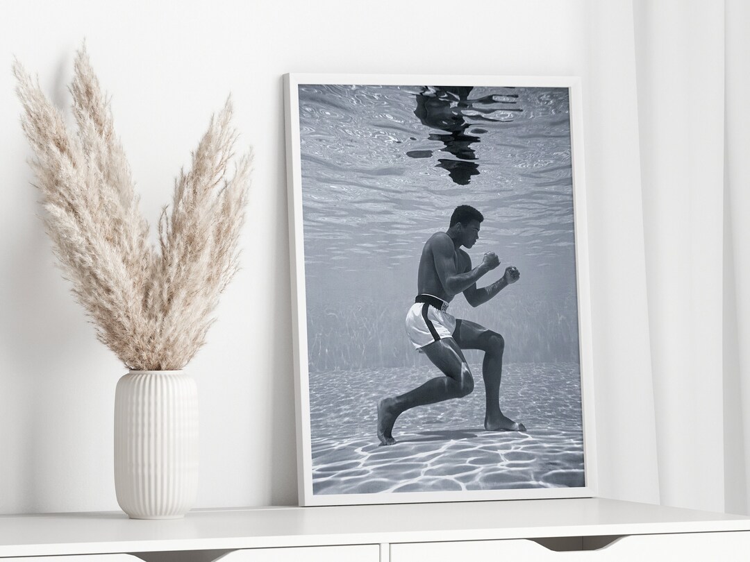 Muhammad Ali Swimming Pool Training Poster, Motivational Print, Vintage ...