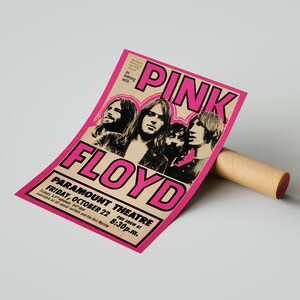Pink Floyd Paramount Theatre Seatle 1971 Print, Vintage Band Music ...