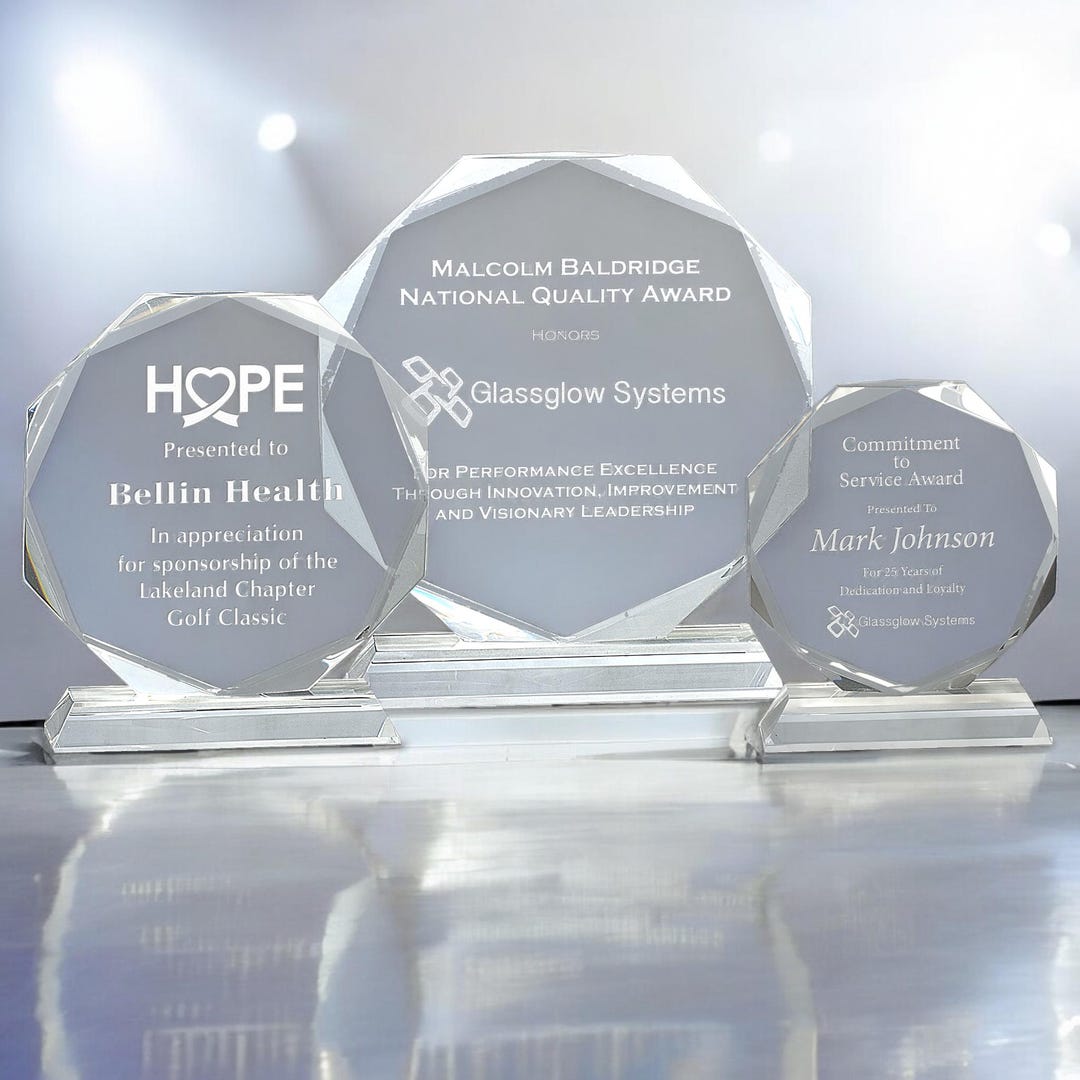 Logo Crystal Octagon Award: Custom Engraved for Logo Award on Clear ...