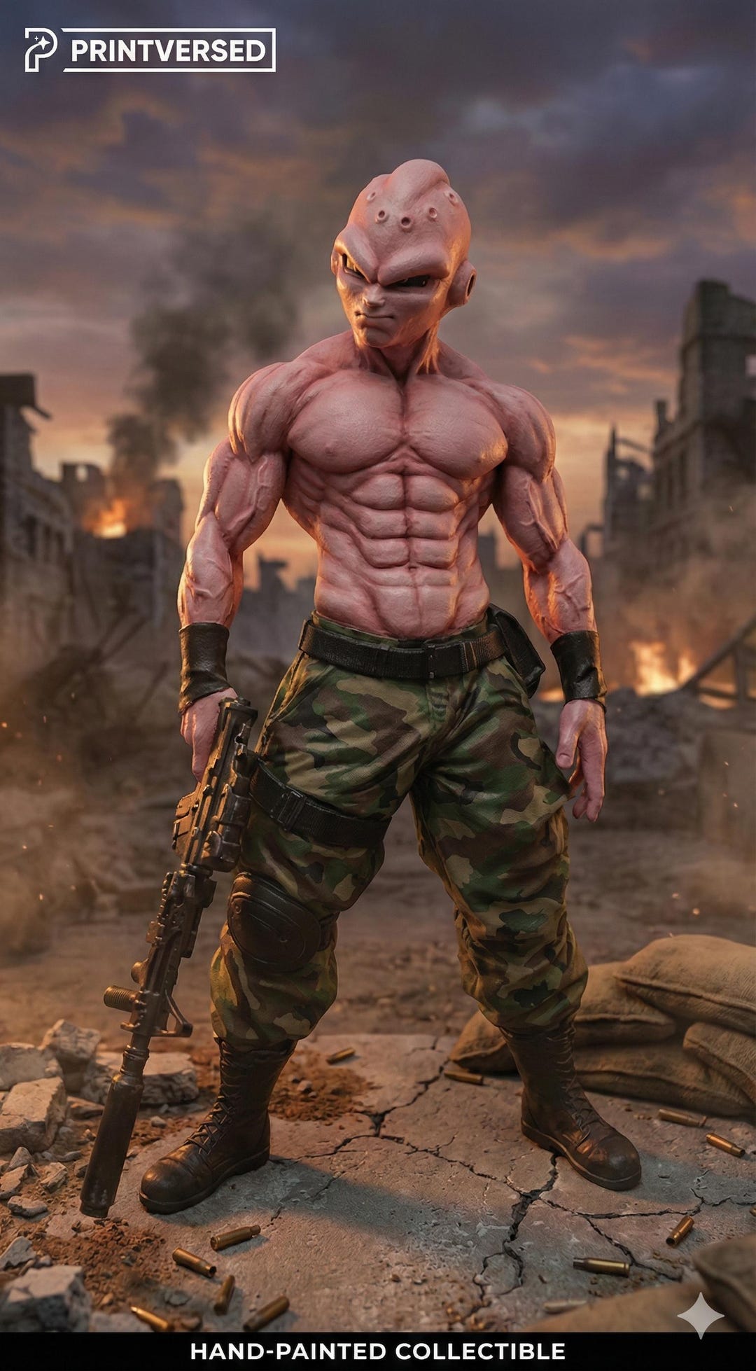 Tactical Kid Buu Statue | Majin Chaos Villain | Anime Military Figure ...