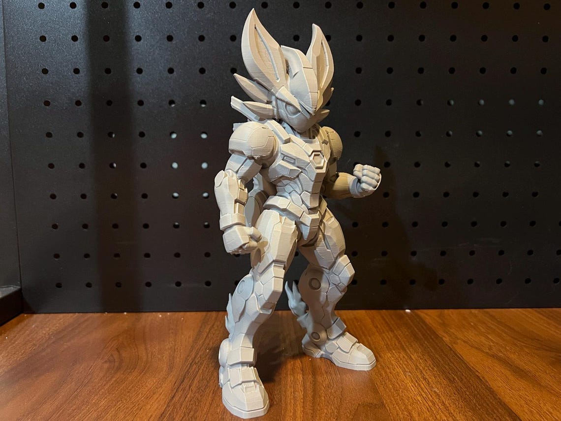 Mecha Lucario Inspired Statue • 3D Printed Cyber Aura Fighter ...