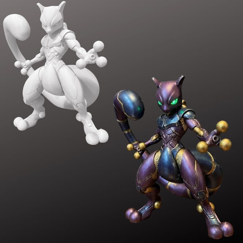 Armored Mewtwo - Hand Painted Statue OR Unpainted Model Kit - Pokemon ...