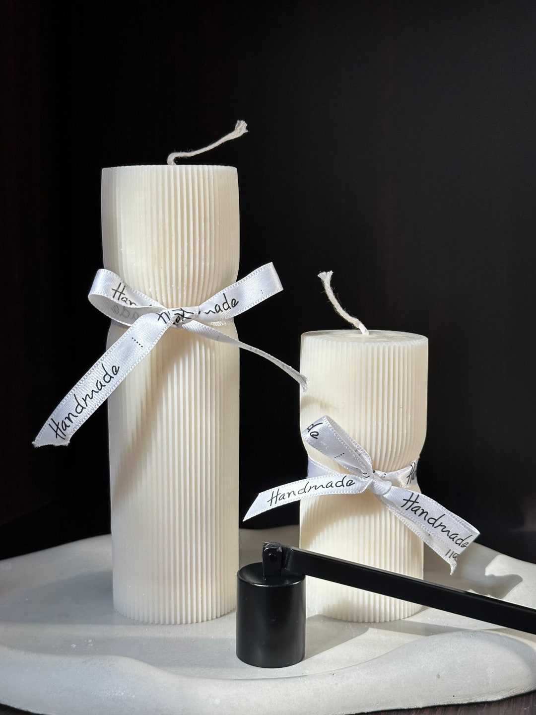 Roman Column Hourglass Ribbed Candle - Etsy