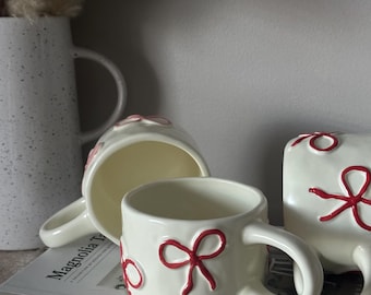 PREORDER: Handmade Ceramic Bow Mug-cute Handmade Mug-bow Mug-cute Bow ...
