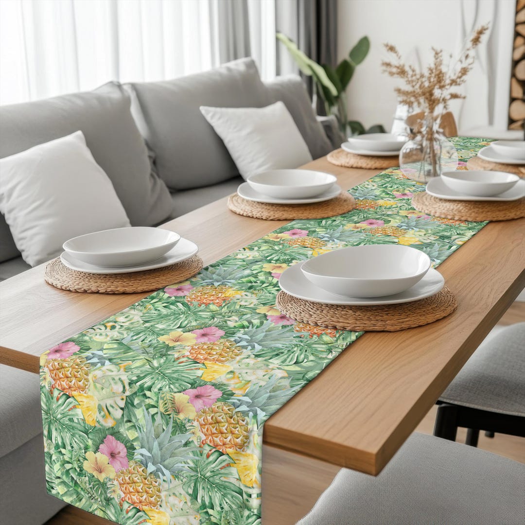 Tropical Pineapple Table Runner: Summer Kitchen & Luau Party Decor - Etsy