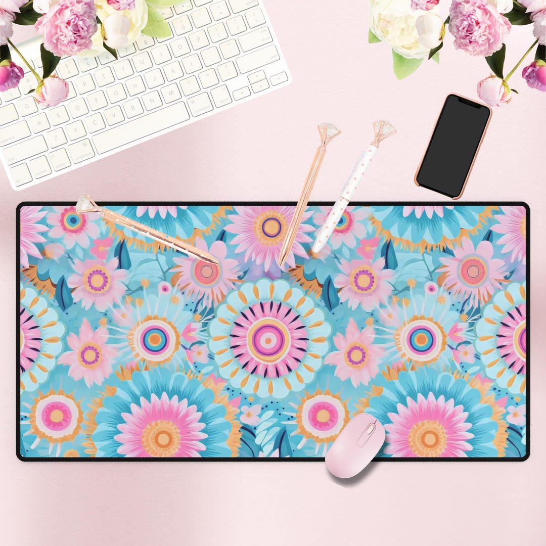 Boho Pastel Desk Mat Gaming Mouse Pad for Office and Home, Water ...
