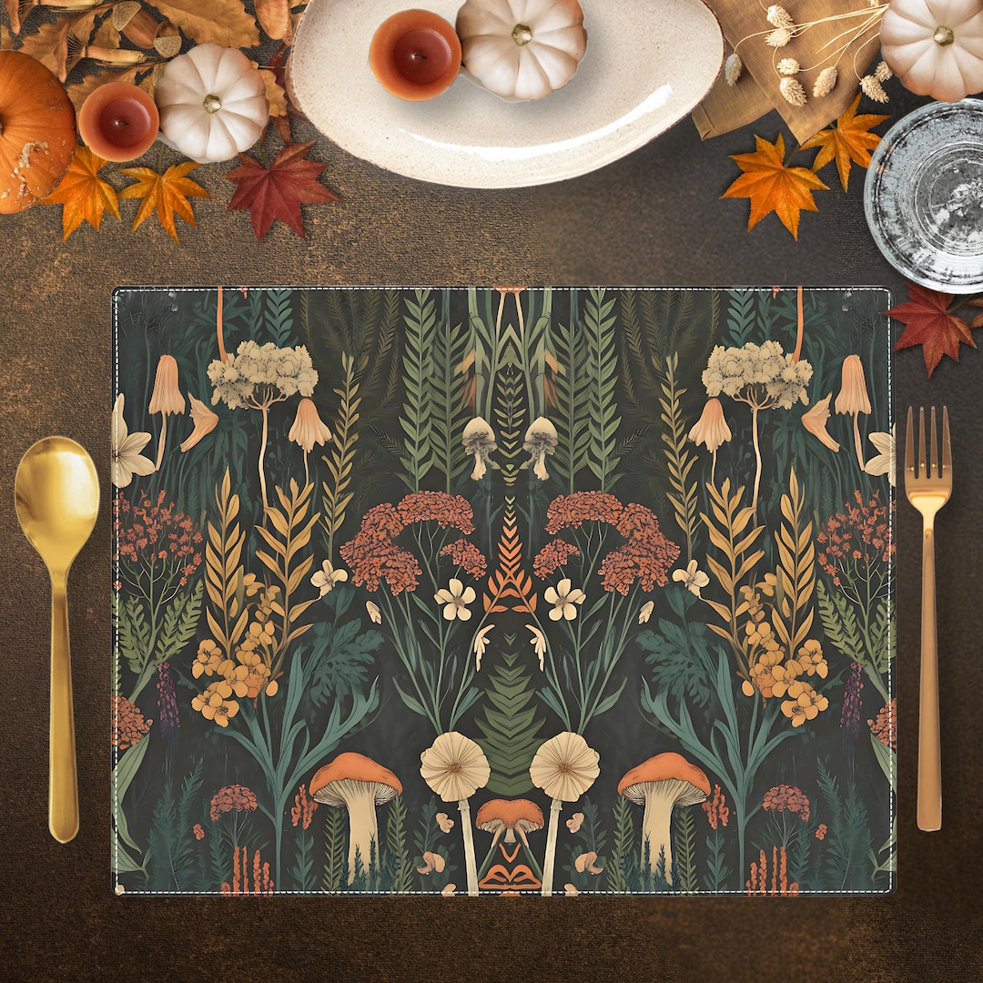 Cottagecore Mushroom Placemat: Botanical Autumn Table Decor - Etsy