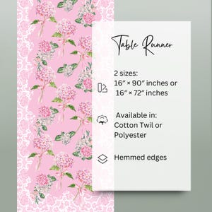 Pink Hydrangea Table Runner: Romantic Shabby Chic Cotton Linen - Etsy