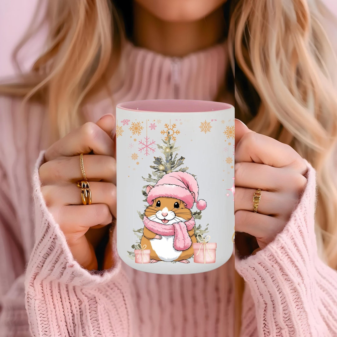 Hamster Christmas Mug Cute Hamster Santa Holiday Mug, Holly Jolly ...