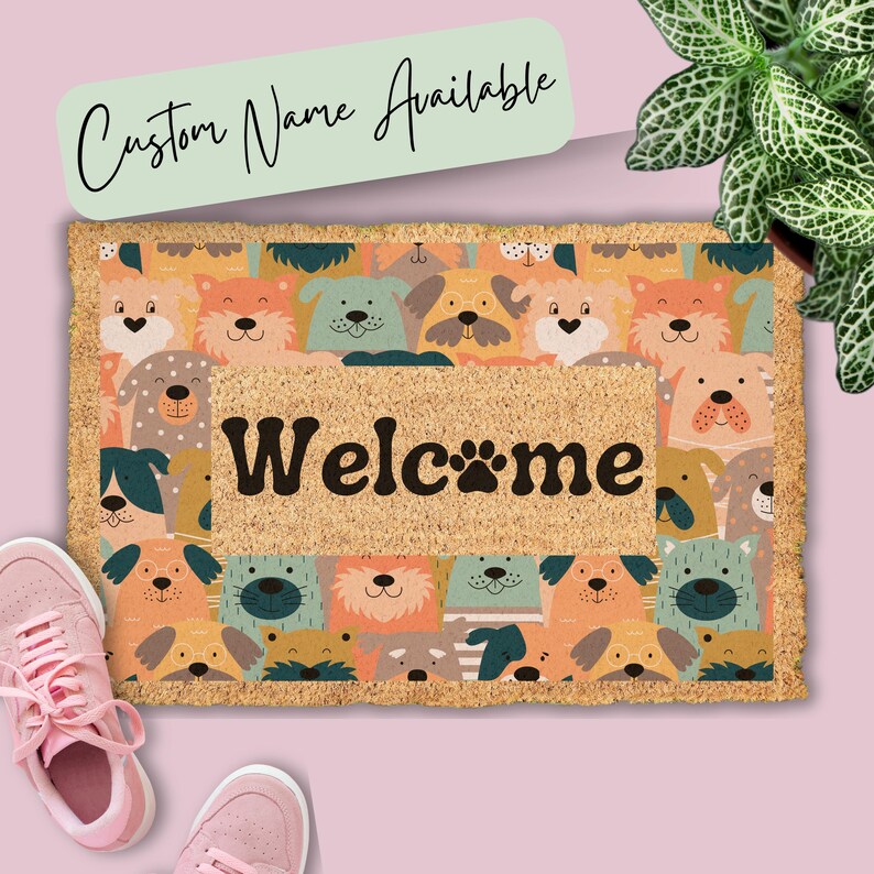 Custom Dog Name Doormat - Personalized Welcome Mat for Dog Lovers, Coir ...