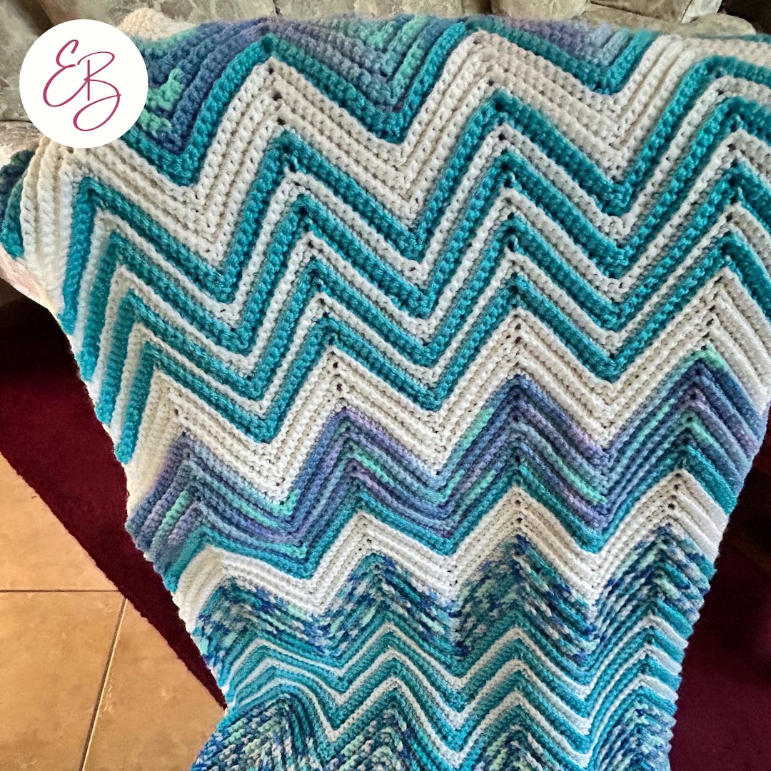 Blue Wave Crochet Blanket - Handmade Crochet Afghan - Etsy