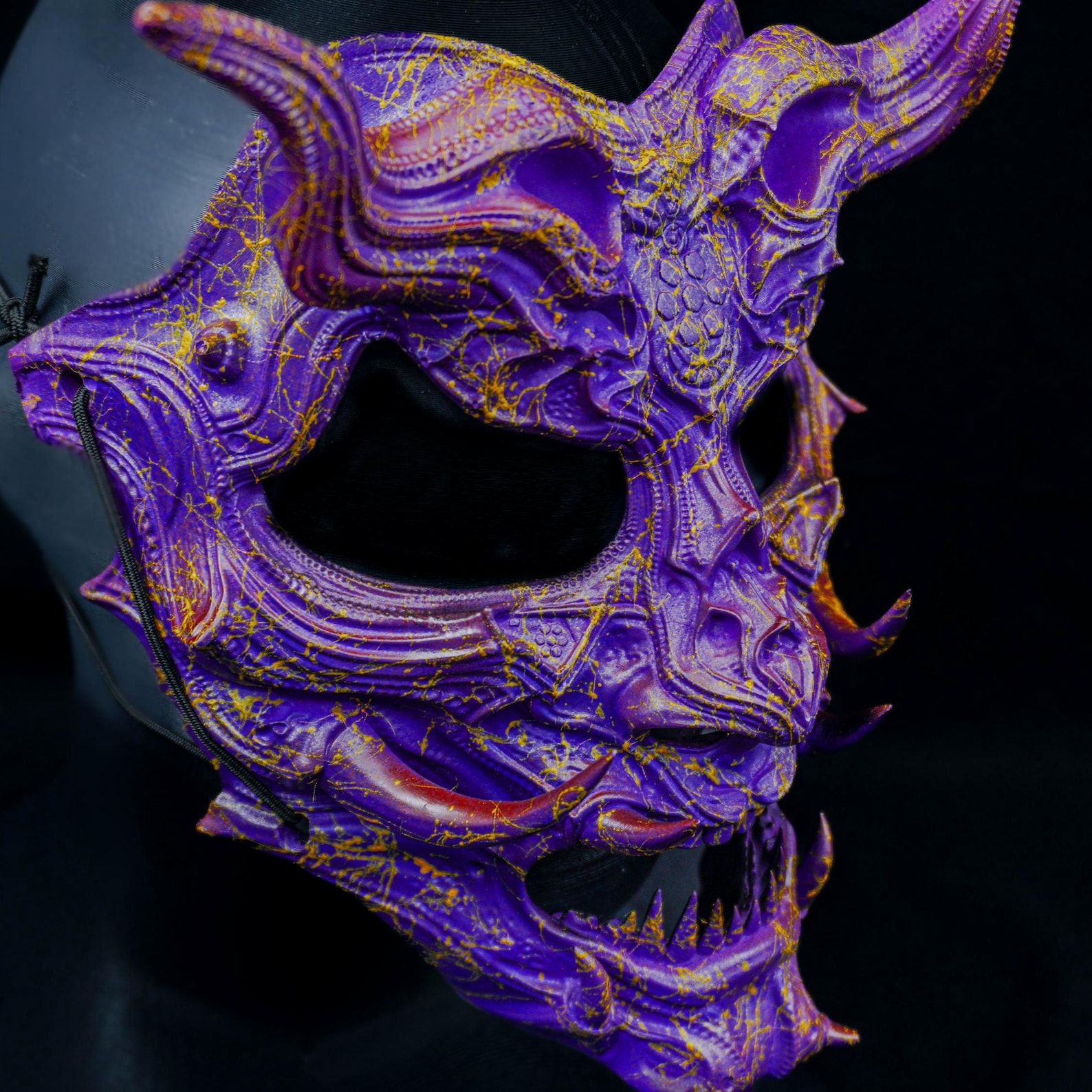 Purple Oni Demon Mask - Handcrafted Cosplay Mask, Unique Halloween ...