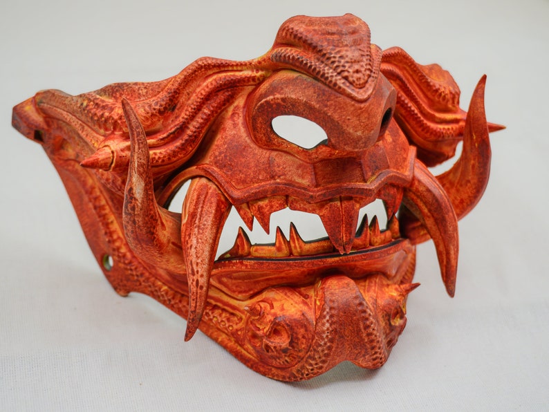 Wooden Style Samurai Mask, Hannya Mask, Oni Mask, Warrior Mask ...