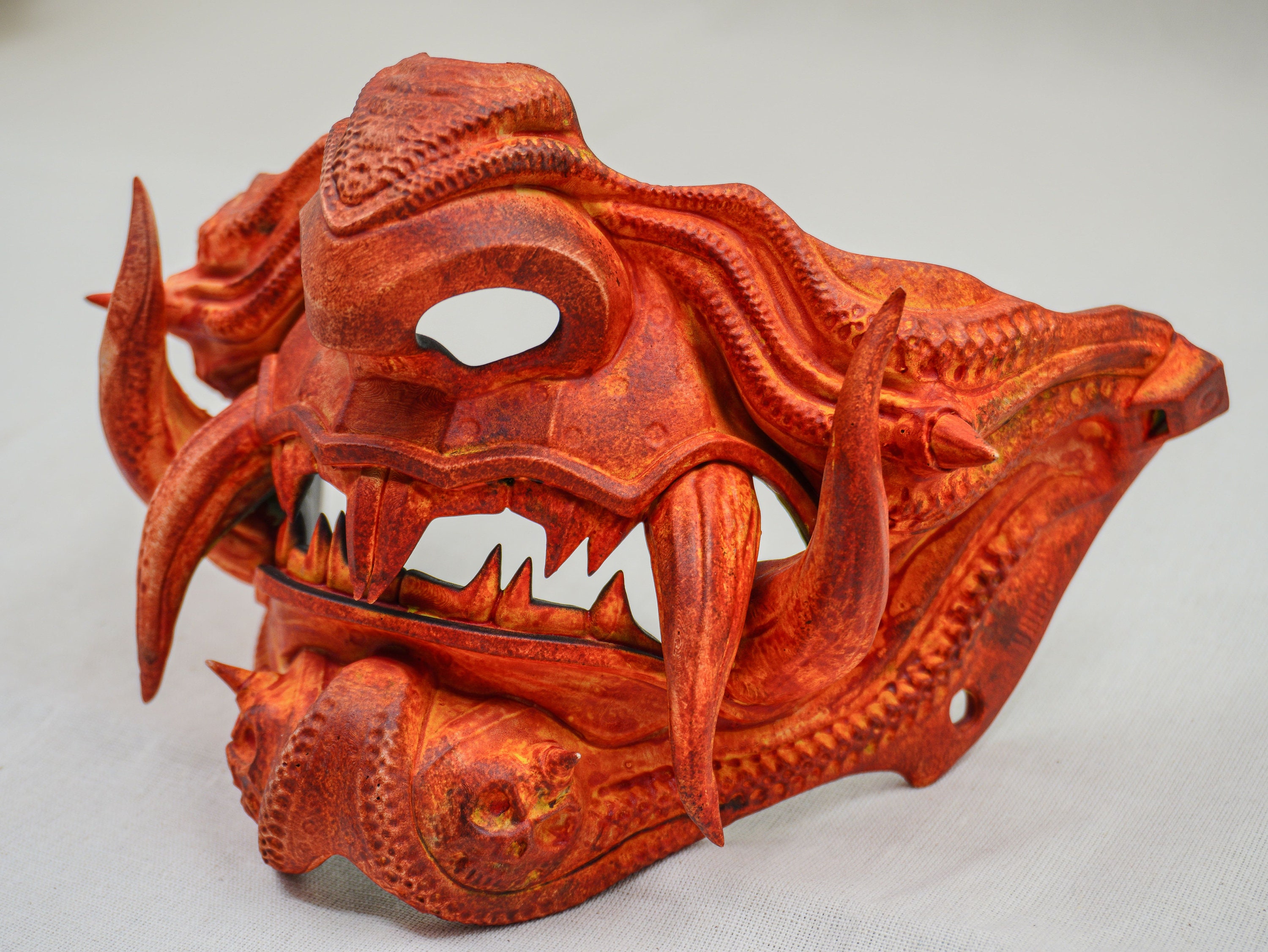Wooden Style Samurai Mask, Hannya Mask, Oni Mask, Warrior Mask ...