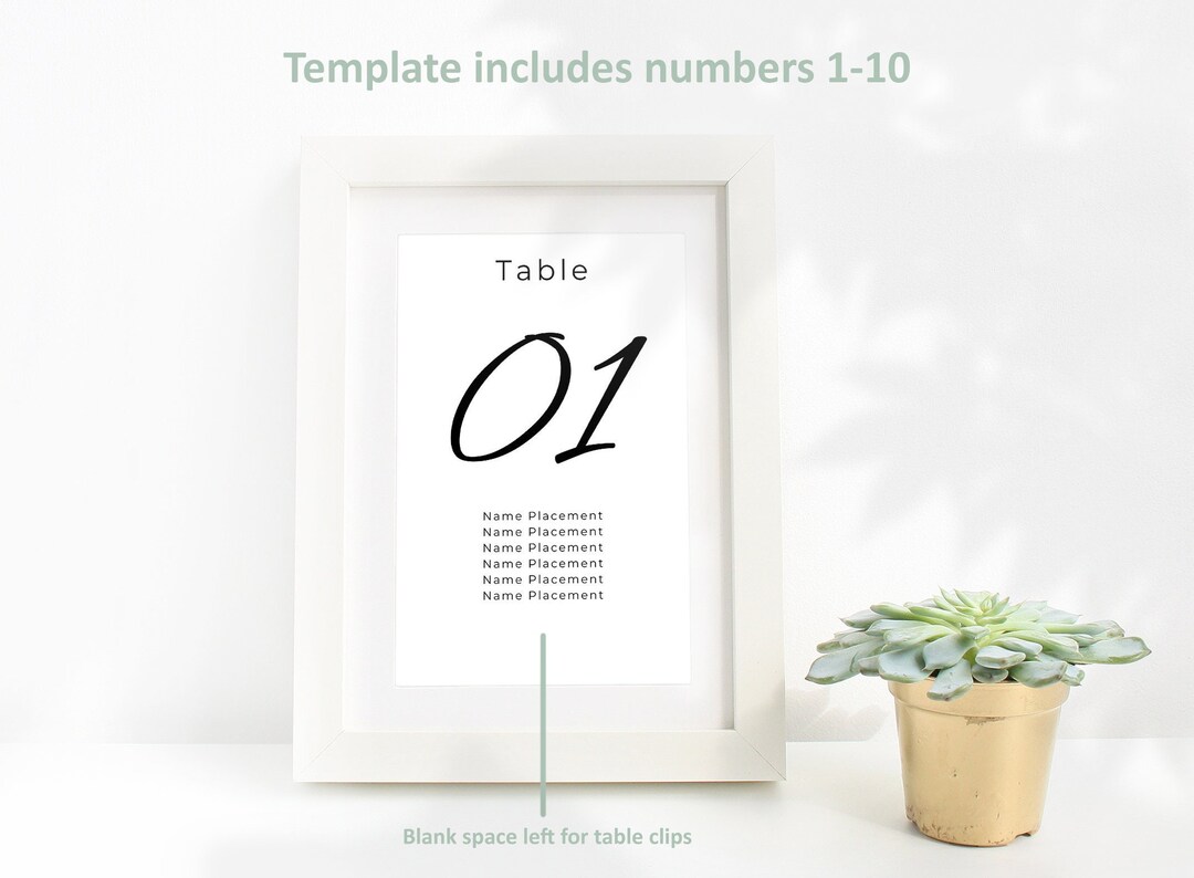 Wedding Table Numbers Template, Printable Table Numbers Sign, Editable ...