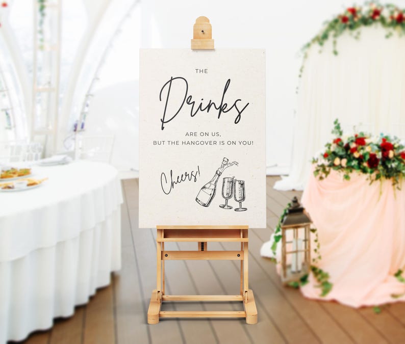 Funny Wedding Bar Sign, Editable Welcome Drinks Poster, Wedding Bar ...