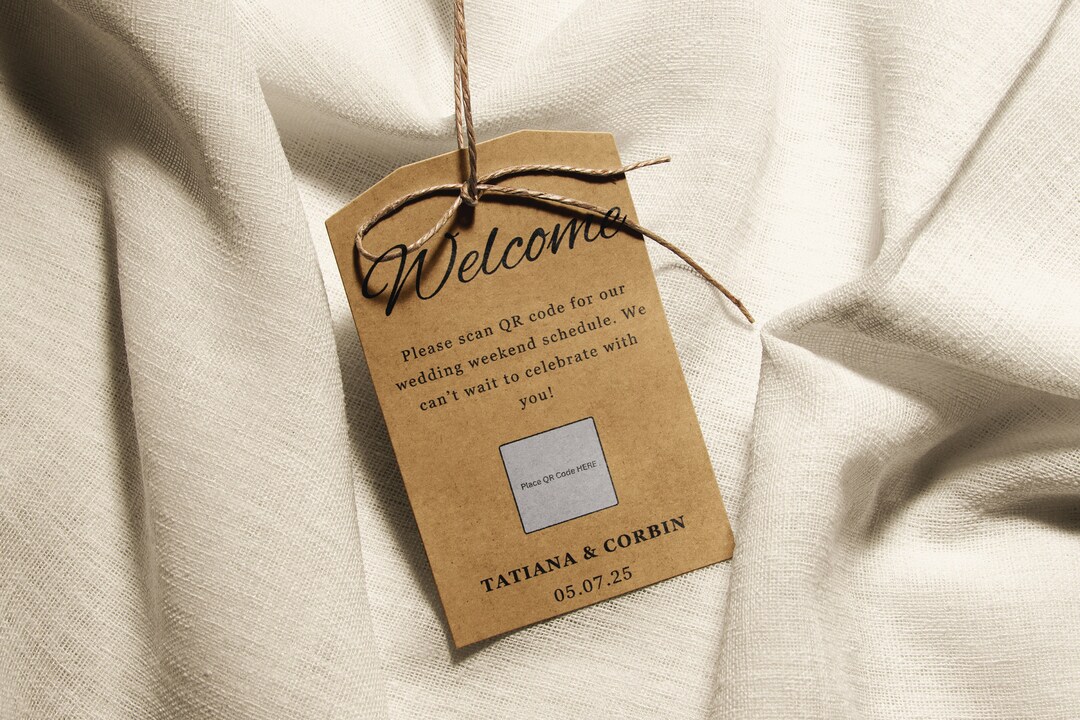 Wedding Guest Welcome QR Code Bag Tag, Hotel Wedding Welcome, Guest ...