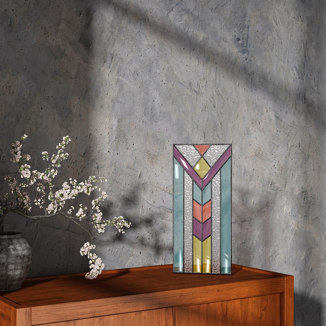 Art Deco Stained Glass Pattern, Geometric Wall Decor (digital Download ...